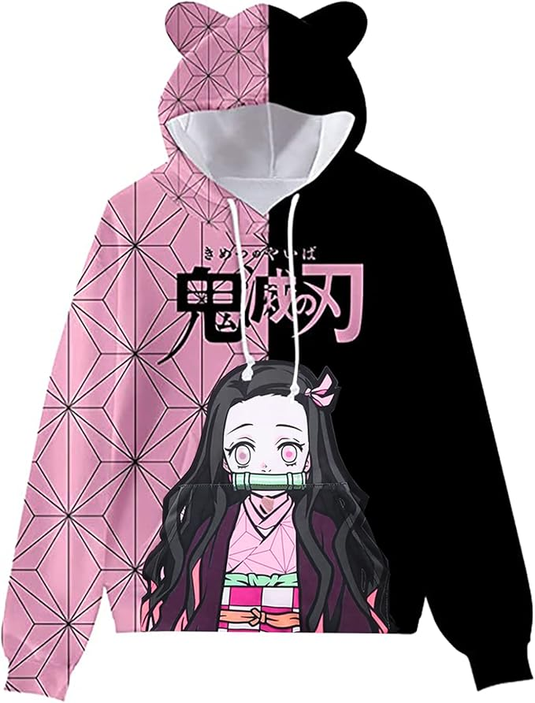 Demon Slayer Nezuko Cat Ears Pullover Hoodie | Preppy Kids Trinidad